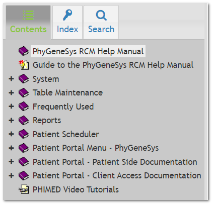 Guide to the PhyGeneSys RCM Help Manual